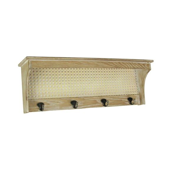 Audreys | Wall Decor | Wooden Wall Shelf With Rattan Mesh Cane Webbing ...